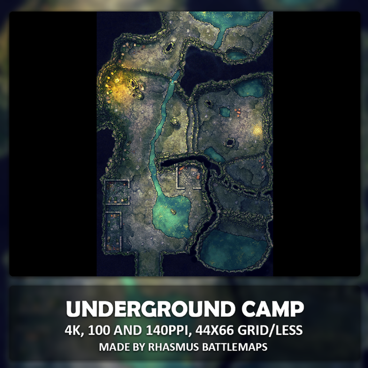3D Printable Underground Camp Map by Rhasmus Battlemaps